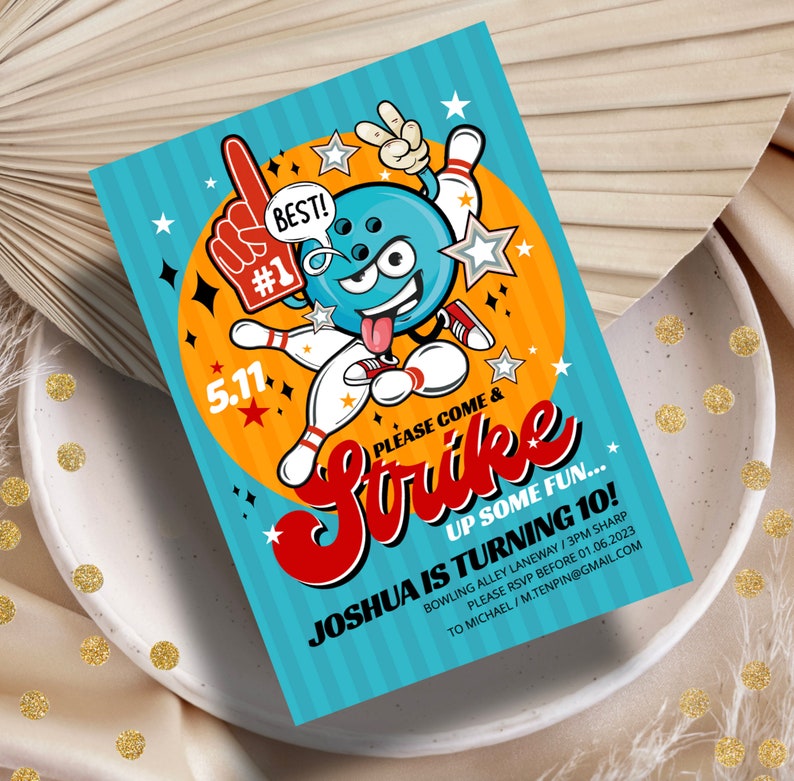 EDITABLE Retro Bowling Welcome Sign Strike Bowls Birthday Sign Bowling ...