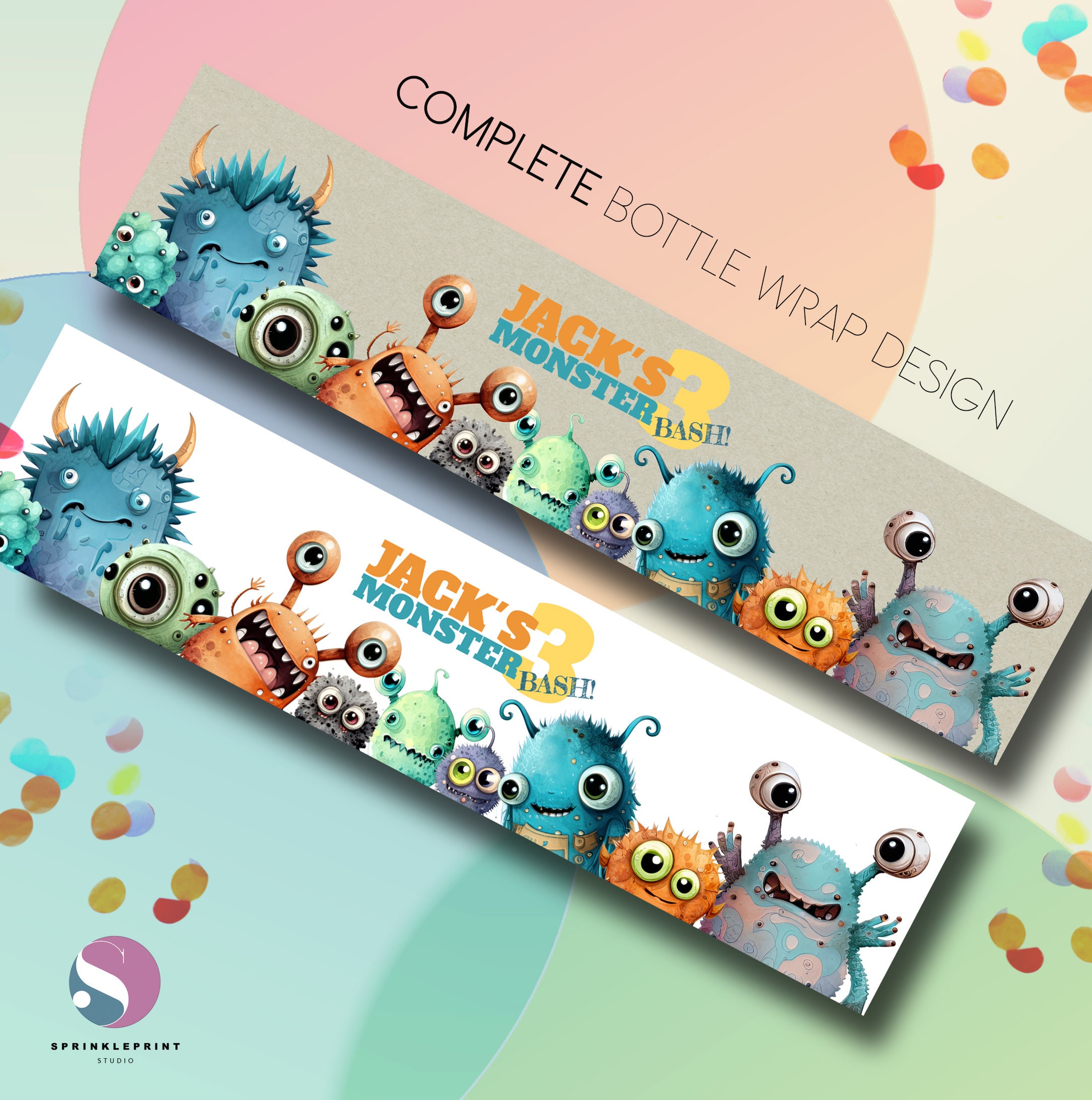 EDITABLE Monster Bash Water Bottle Label, Little Monster Birthday ...