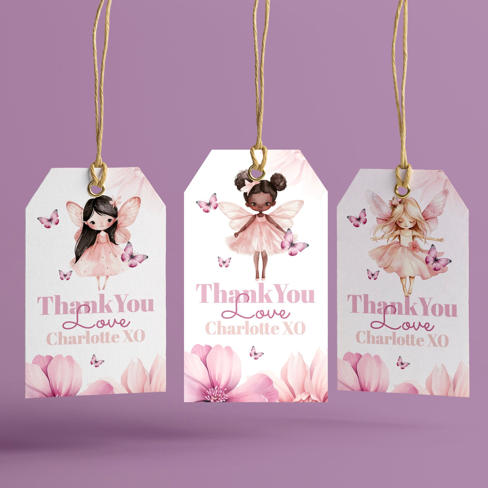 FAIRY FIRST Birthday Tags Enchanted Fairy Labels Princess Party Magical ...