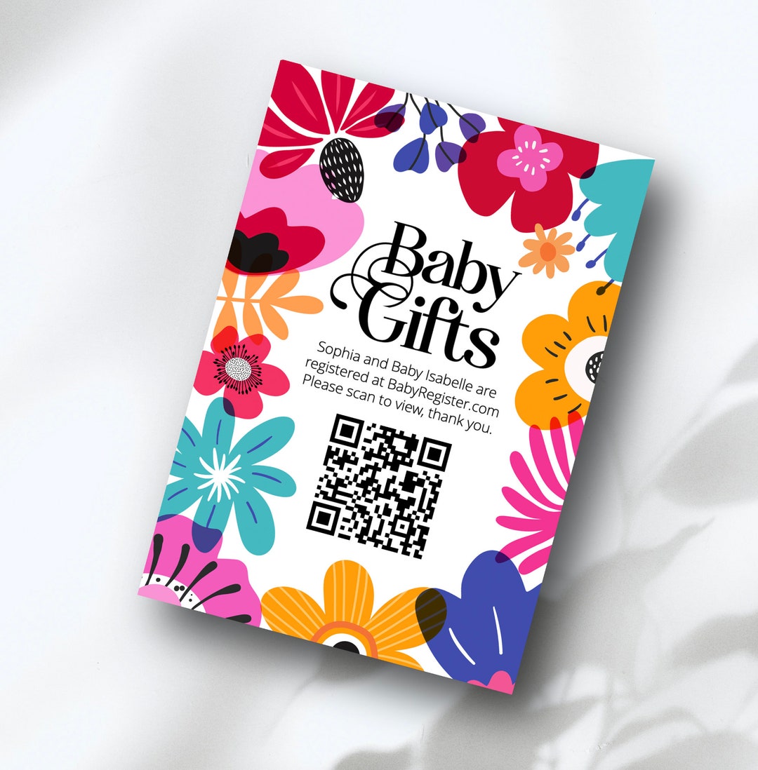 Baby Shower Registry Card With QR Code, Baby in Bloom Gift Card, Baby ...