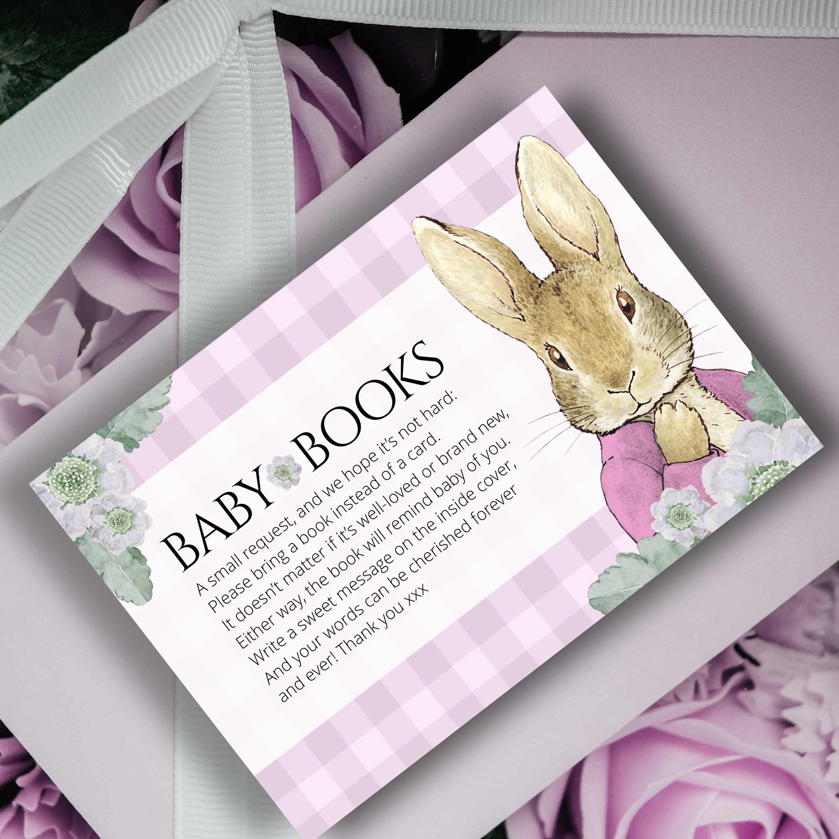 EDITABLE Peter Rabbit Baby Book Card Books for Baby Girl Pink - Etsy