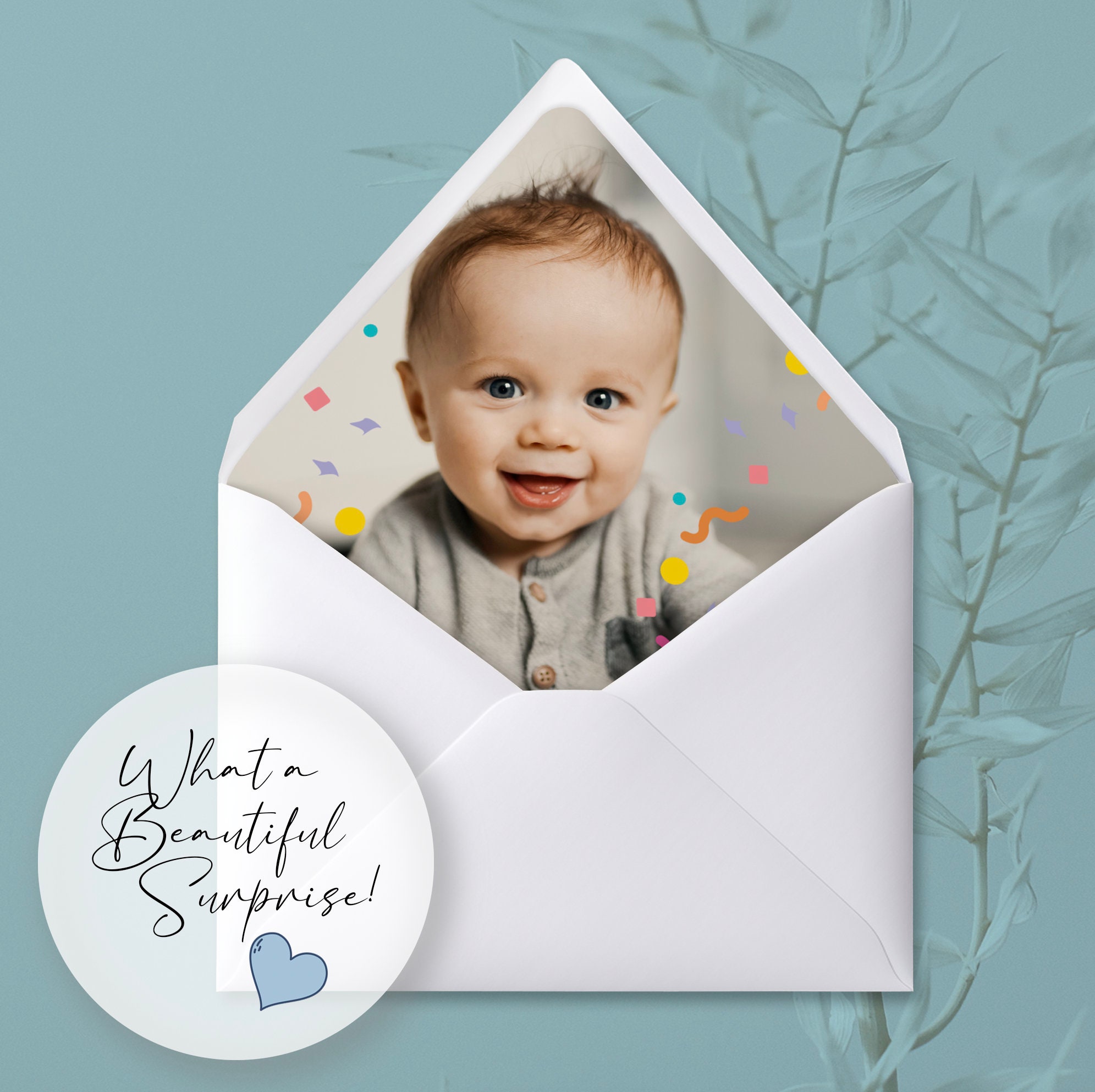Editable Photo Envelope Liner Template, Printable Baby Envelope Liner ...