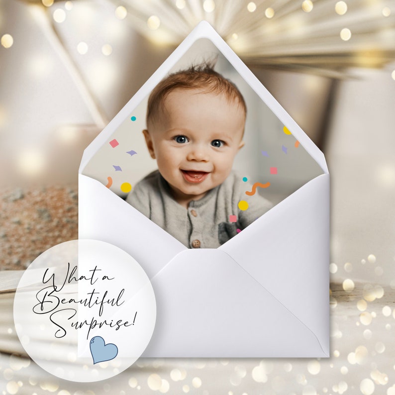 Editable Photo Envelope Liner Template, Printable Baby Envelope Liner ...