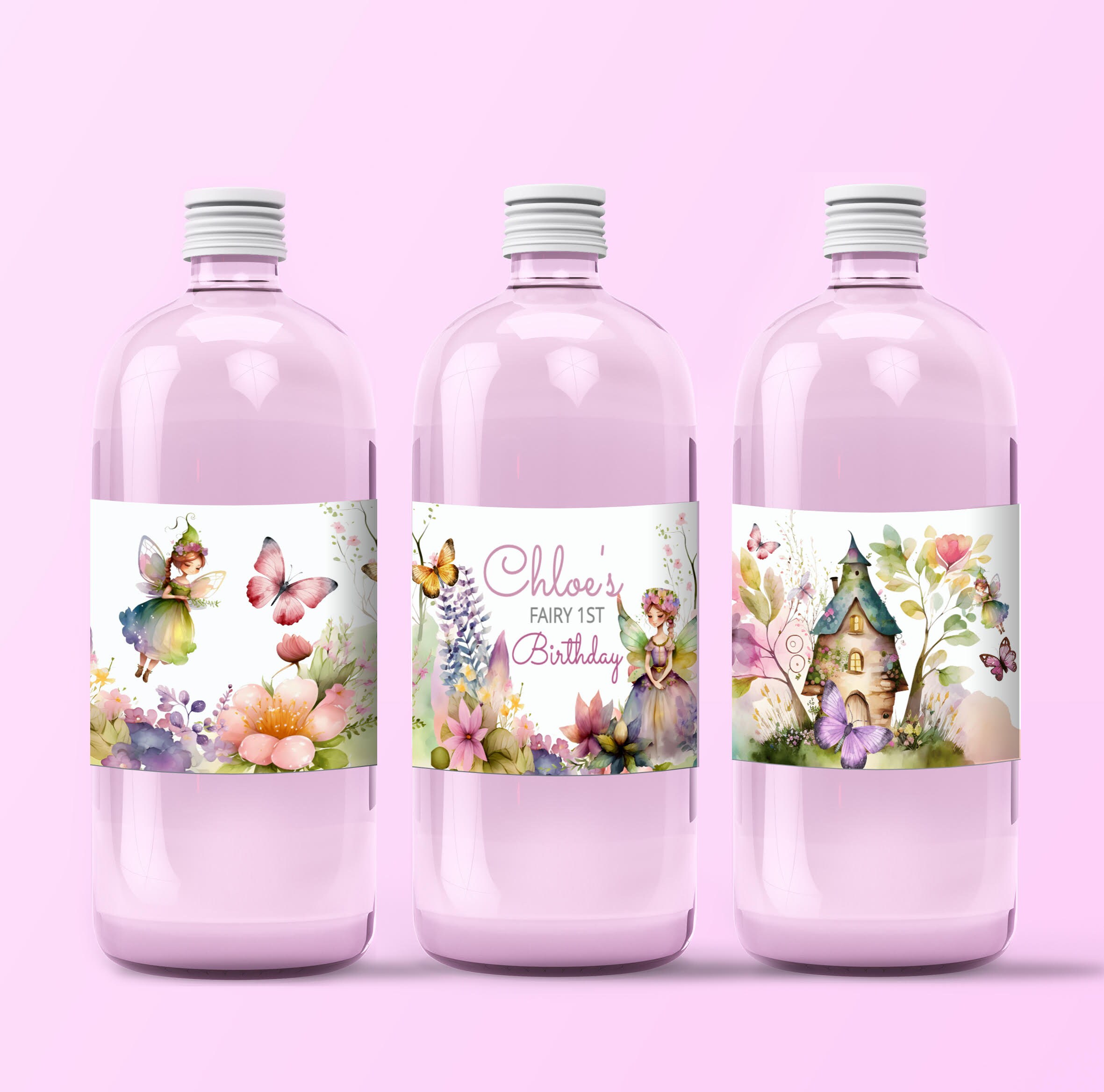 EDITABLE Fairy 1st Birthday Water Bottle Labels, Enchanted Fairy Garden ...