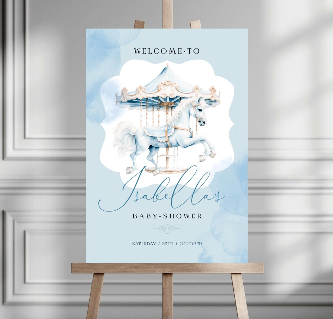 Carousel Baby Shower Welcome Sign Carnival Digital Template It's a Boy ...