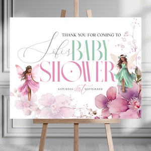 FAIRY FIRST Baby Shower Table Sign Little Fairy Invite Pregnancy Party ...