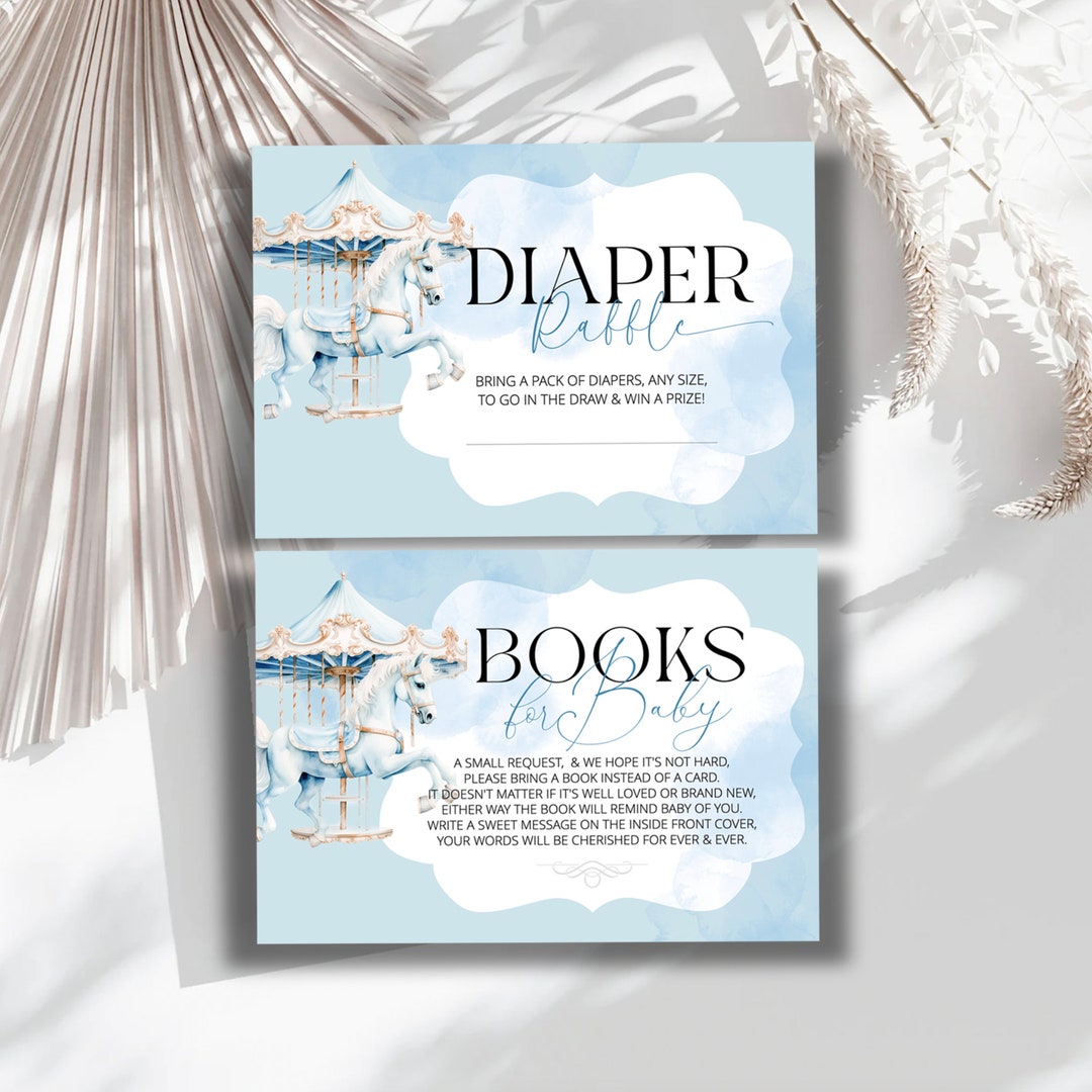 Carousel Baby Shower Diaper Raffle & Book Cards (digital Template) - Etsy