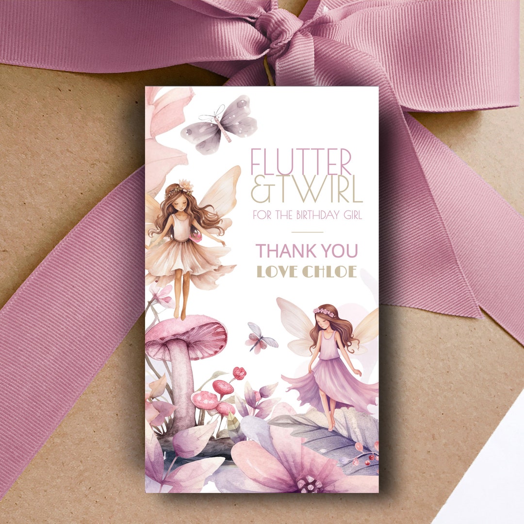 EDITABLE Fairy Birthday Gift Tag Garden Party Girl Invite Fairy Boho ...