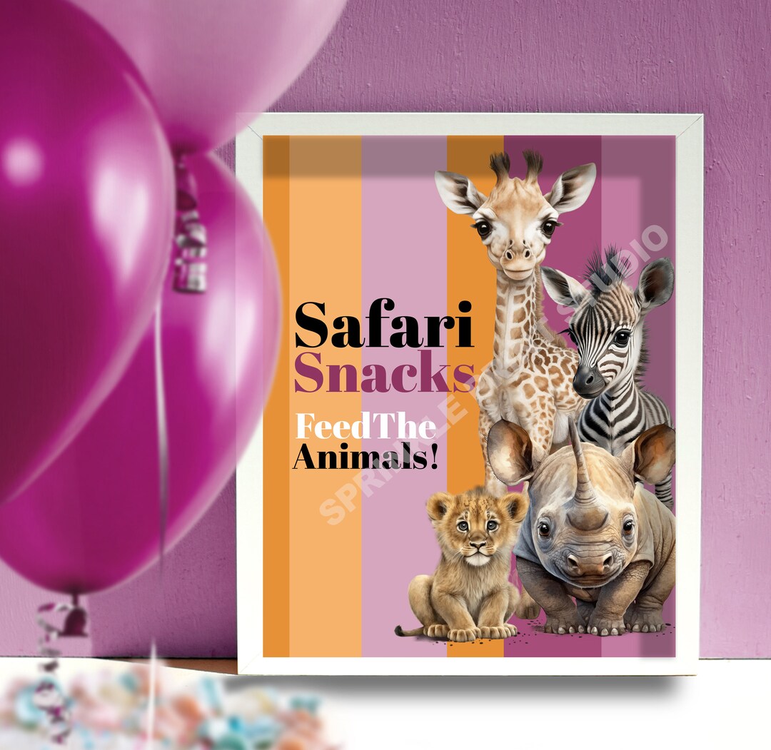Editable Safari Birthday Table Sign Safari Theme Jungle Animals Party ...
