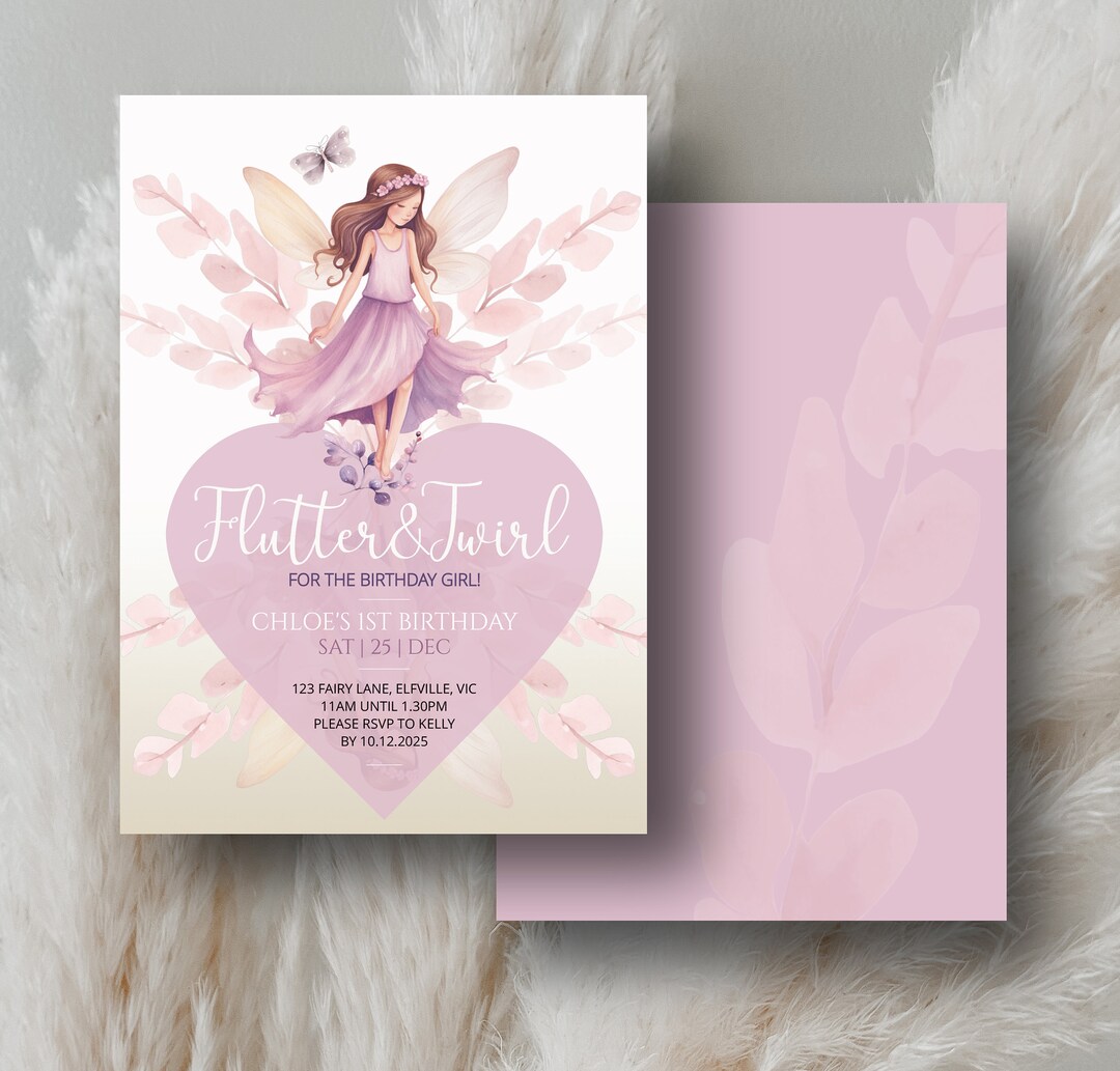 Fairy Flutter & Twirl Birthday Invitation Enchanted Garden Invite Fairy ...
