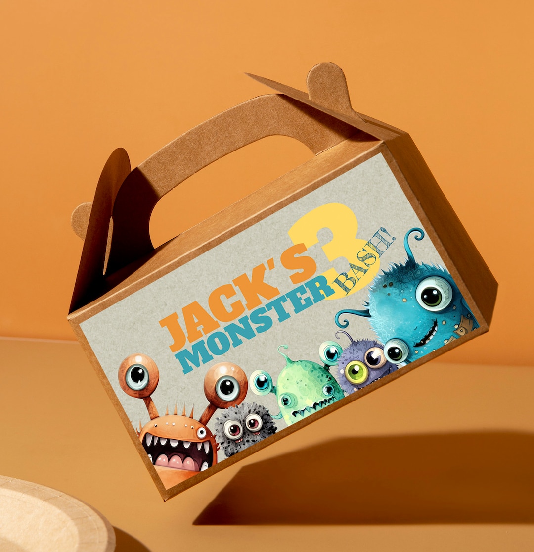 Editable Monster Party Gable Box Monster Bash Birthday Labels Our ...
