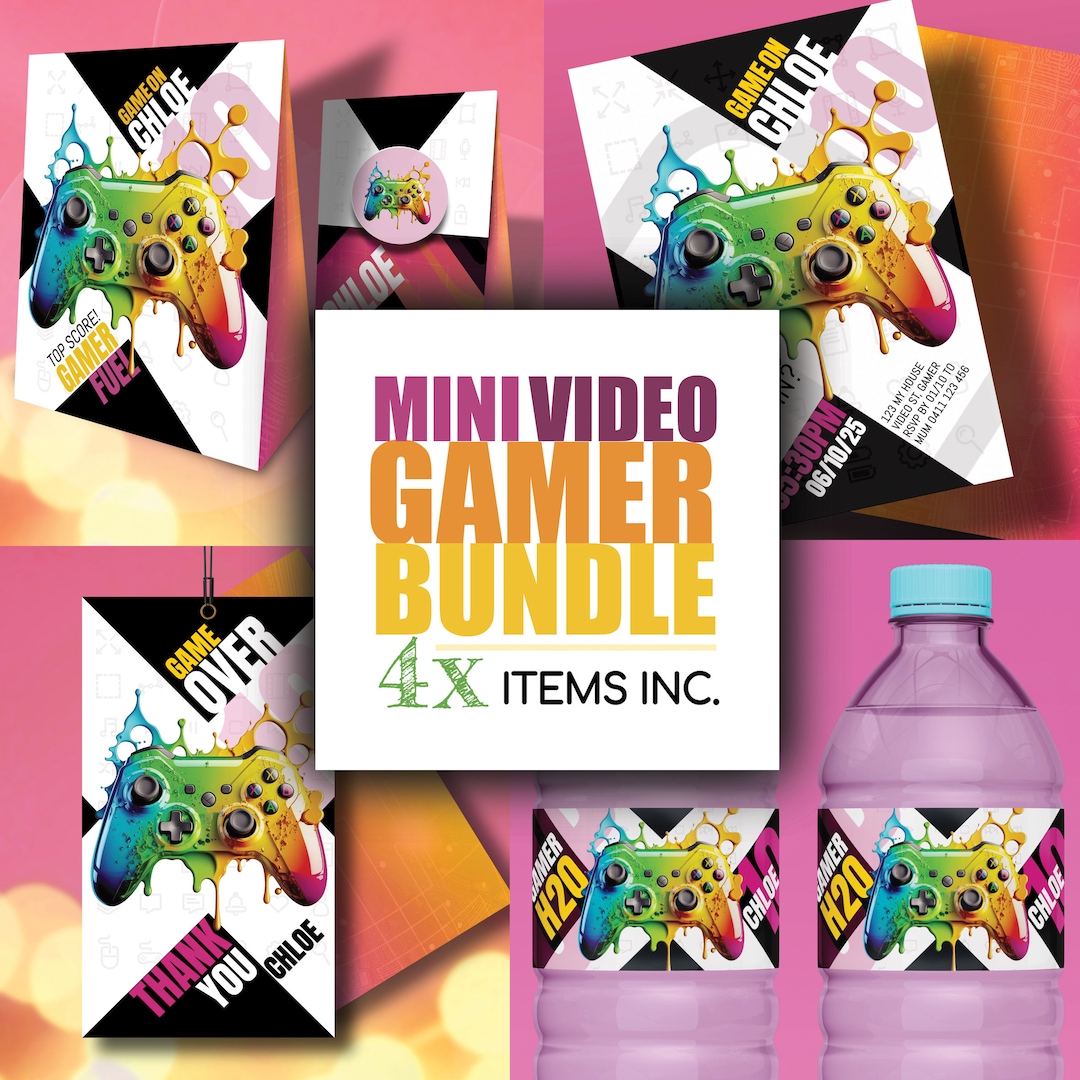 EDITABLE Video Game Bundle, Gamer Party, Gamer Party Invitation, Gamer ...