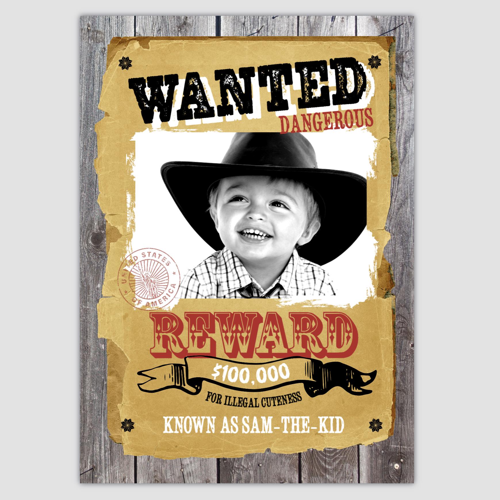Editable Wanted Poster, Modern Wanted Poster Welcome Party Sign, Wild ...