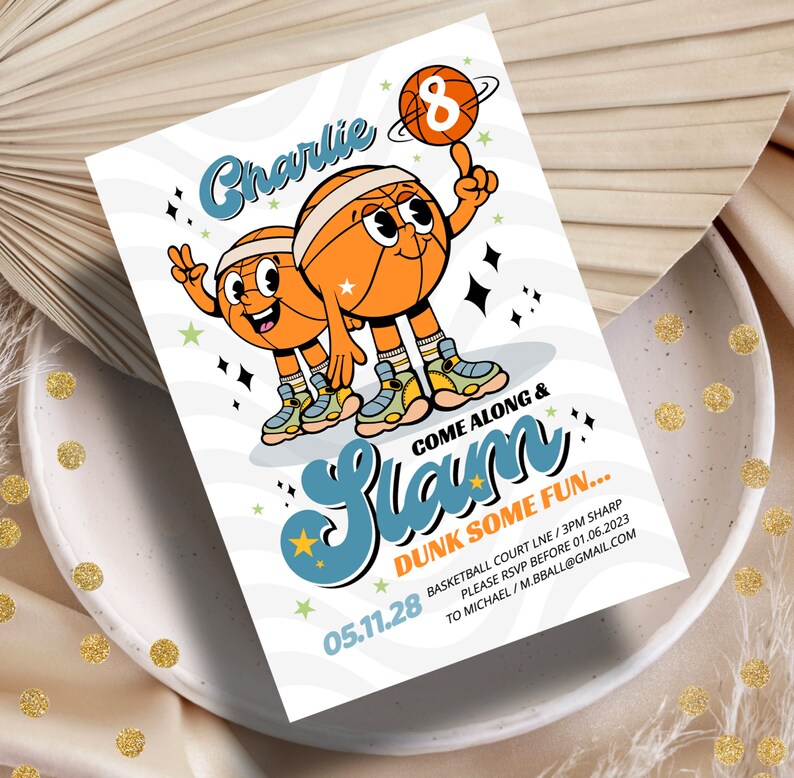 EDITABLE Basketball Birthday Invitation, Sports Birthday Invitation ...