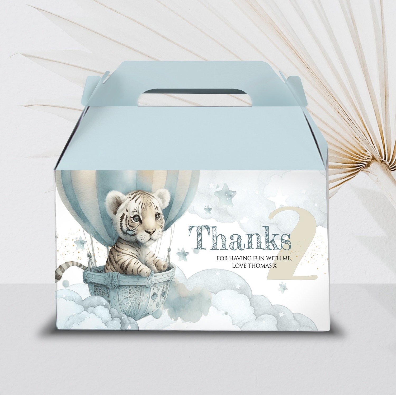 Editable Gable Box Treat Label Tiger Baby Boy Birthday 1st Birthday Our ...