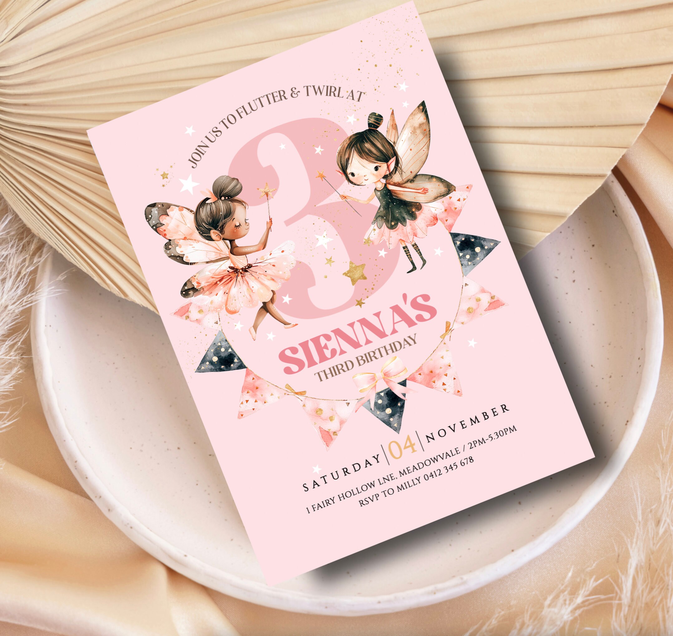 EDITABLE Fairy Birthday Invitation Magical Fairy Birthday Invite Fairy ...