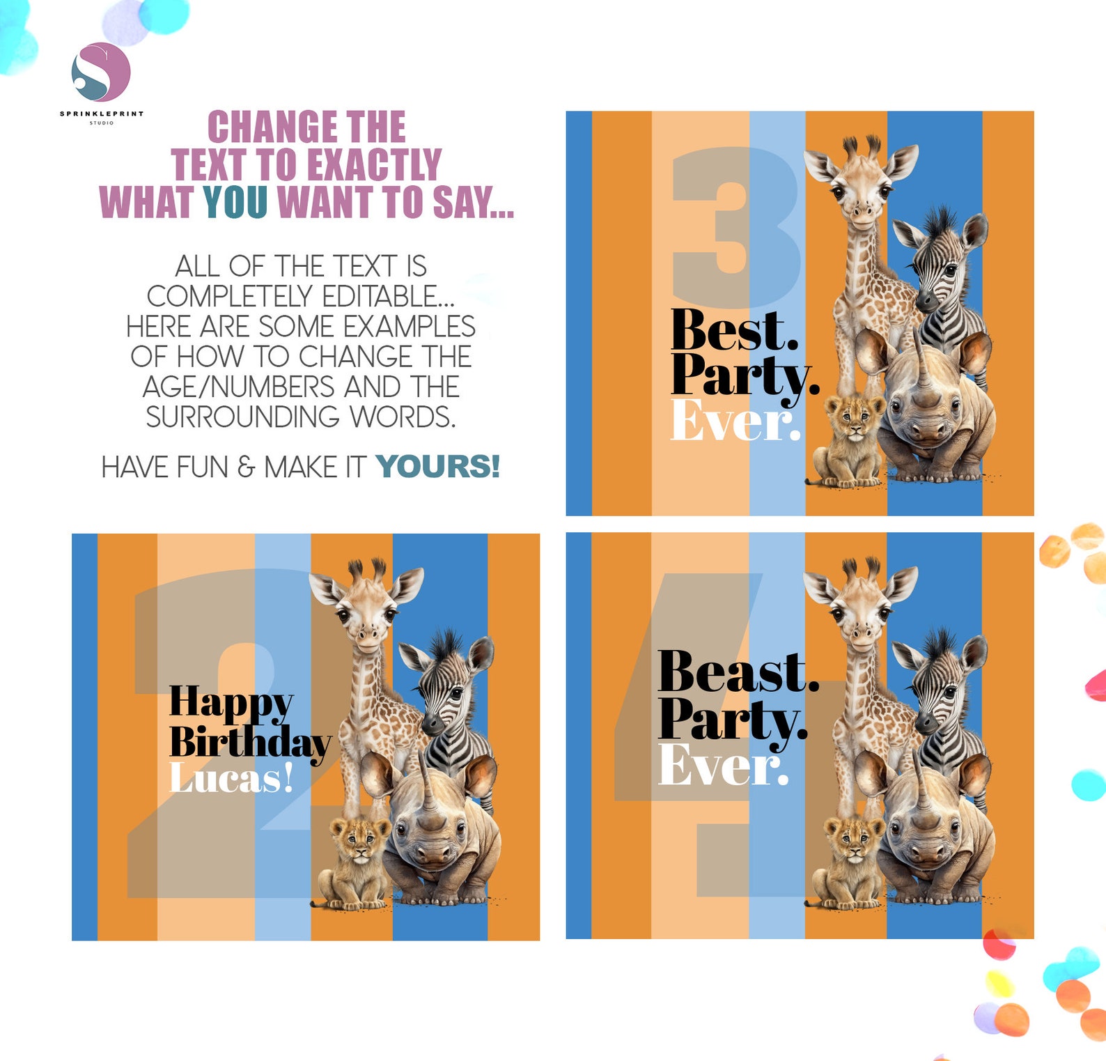 Safari Birthday Water Bottle Wrap Water Bottle Label Jungle Theme Party ...