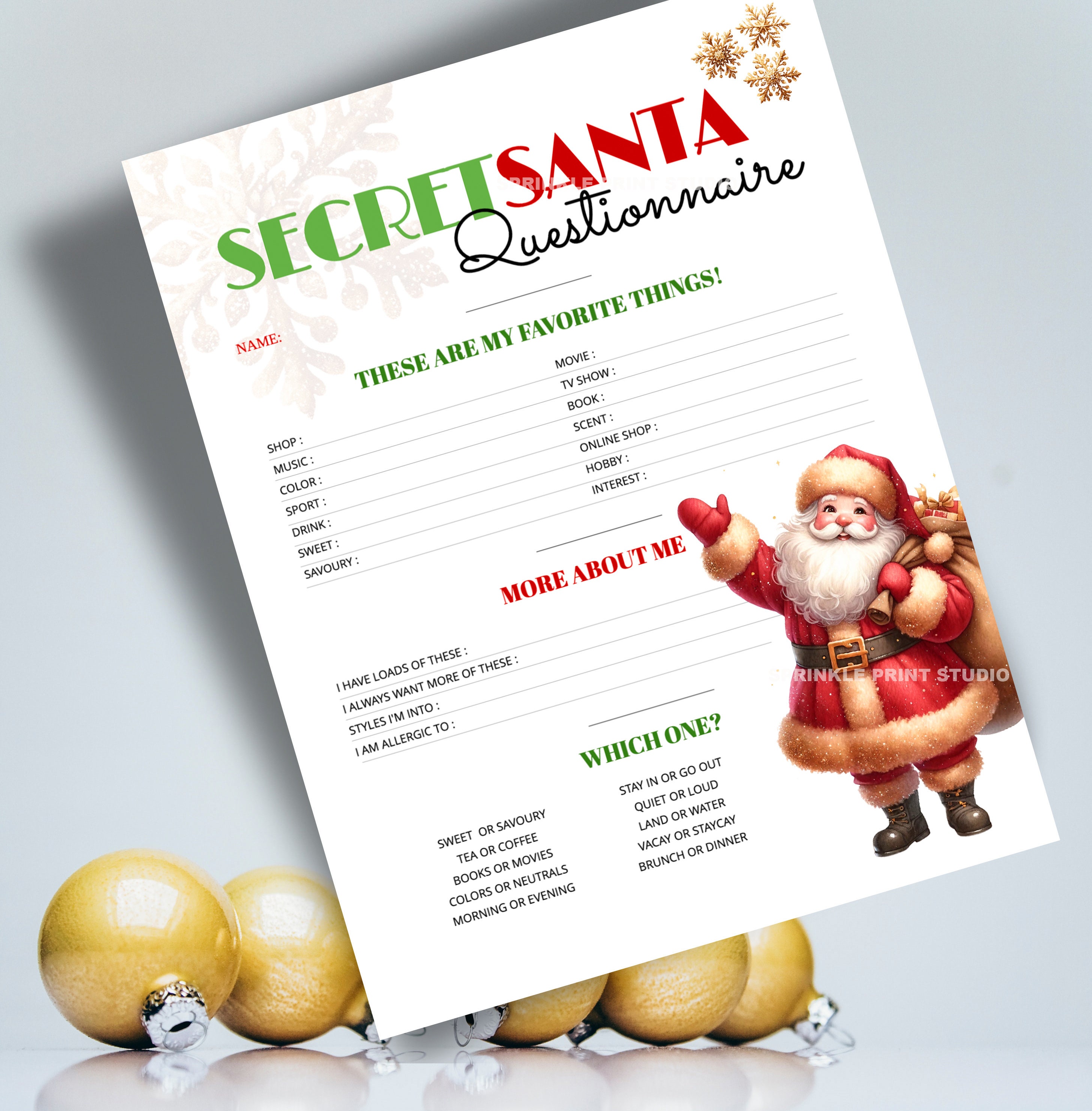 Secret Santa Survey, Work Secret Santa, Secret Santa Questionnaire ...