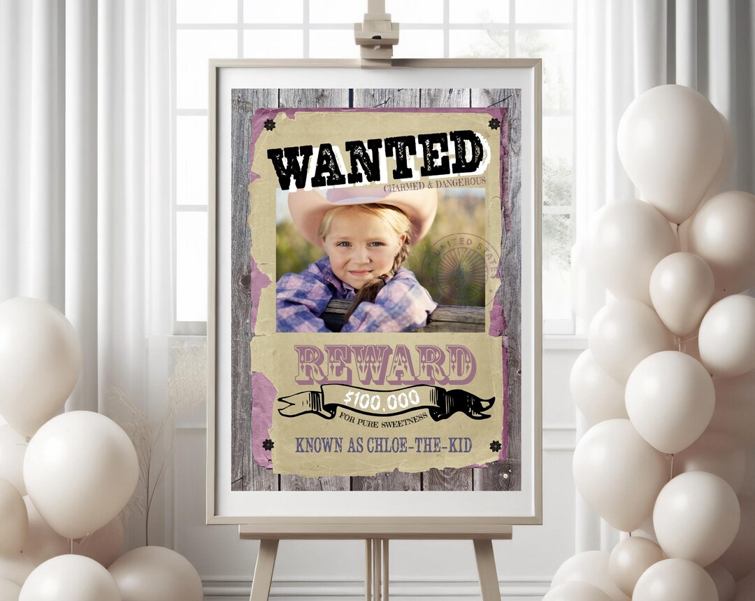 Editable Wanted Poster, Modern Wanted Poster Welcome Party Sign, Wild ...