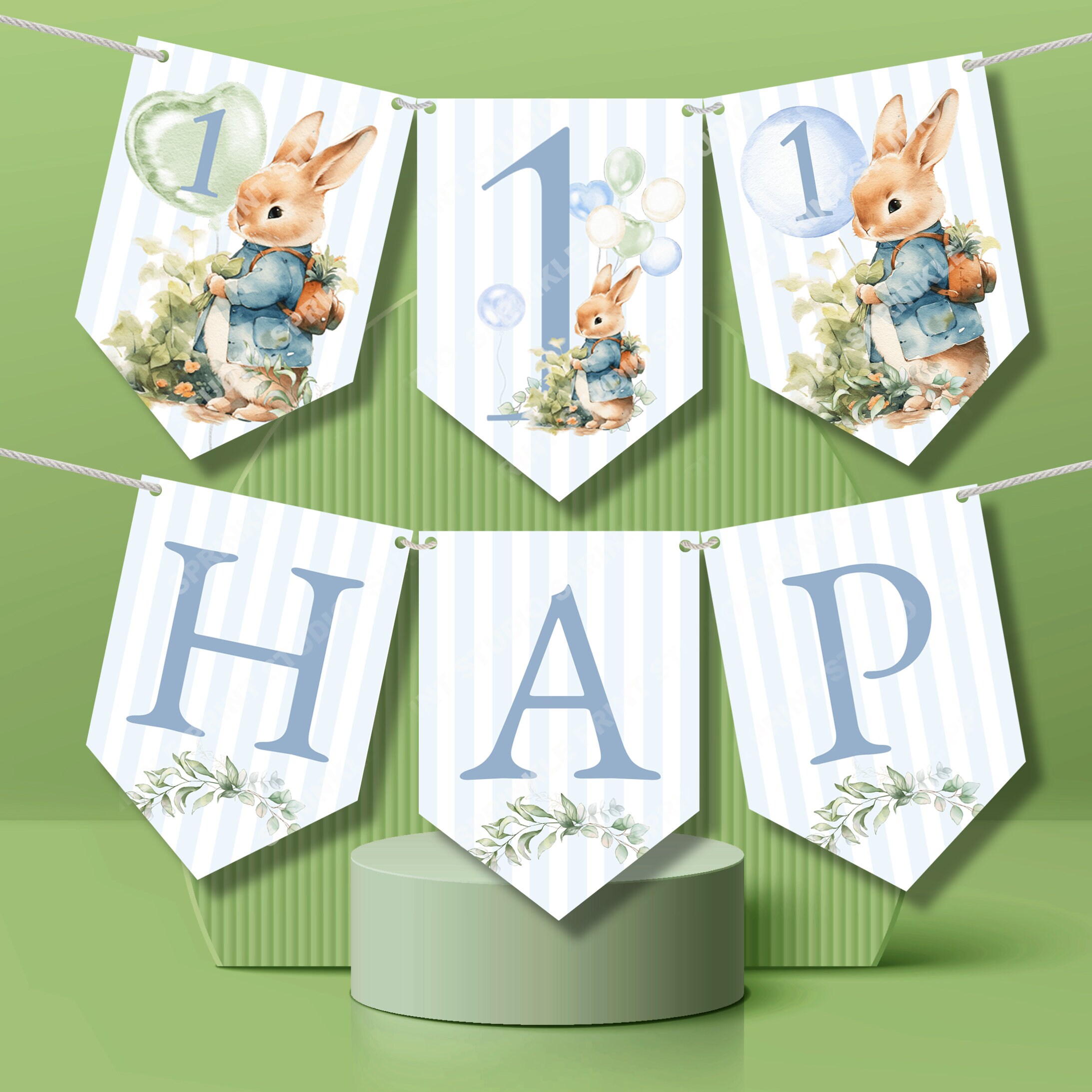 Editable Rustic Peter Rabbit Invitation Boy Blue Peter Rabbit 1st ...