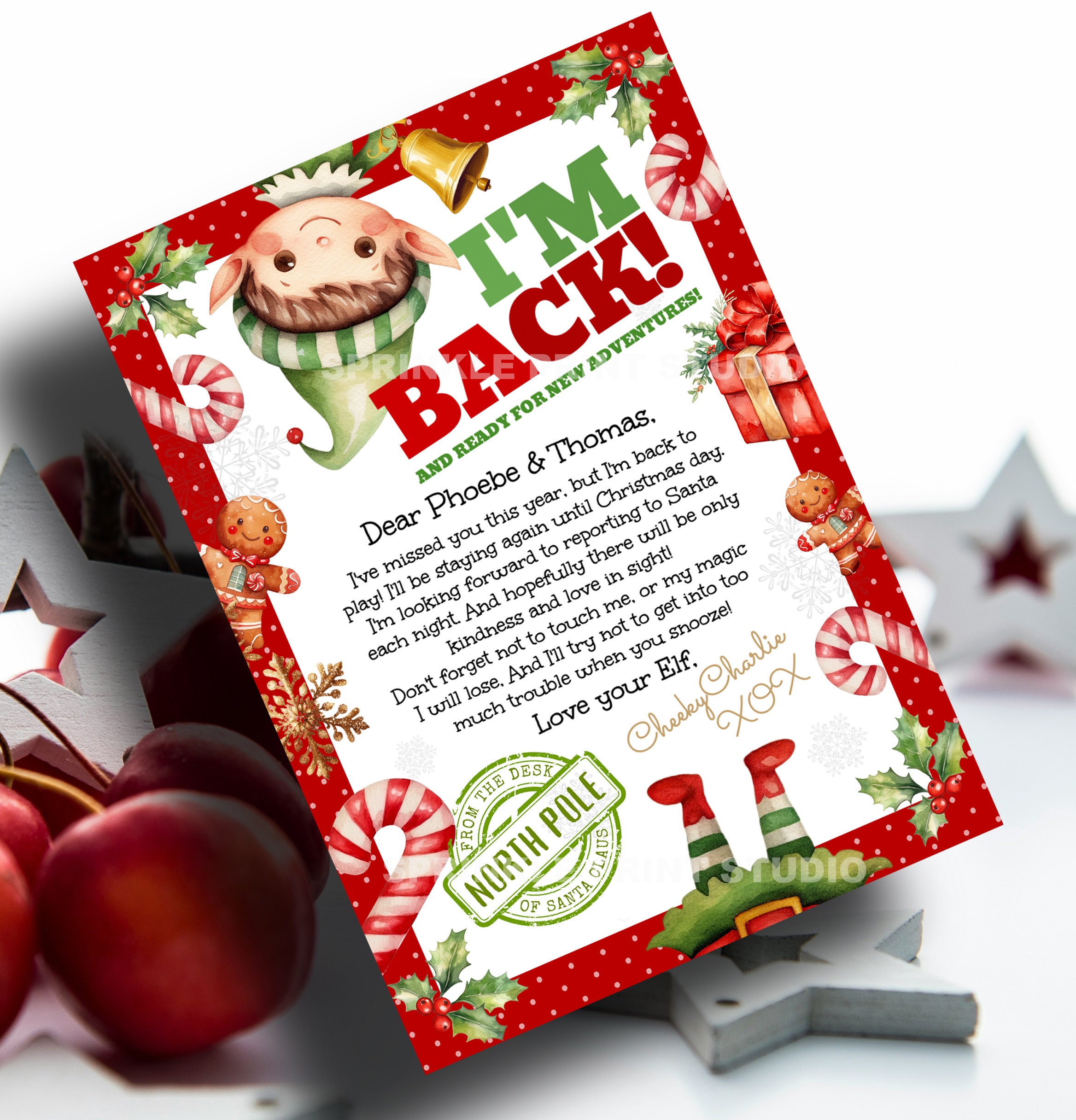 Elf I'm Back Letter, Elf Hello Letter, Greetings From Elf, Elf Arrival ...
