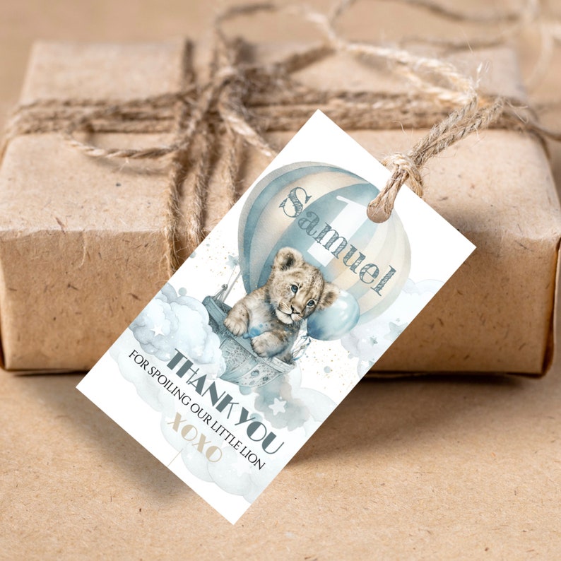 Editable Lion Birthday Treat Box Label 1st Birthday Gable Box Label ...