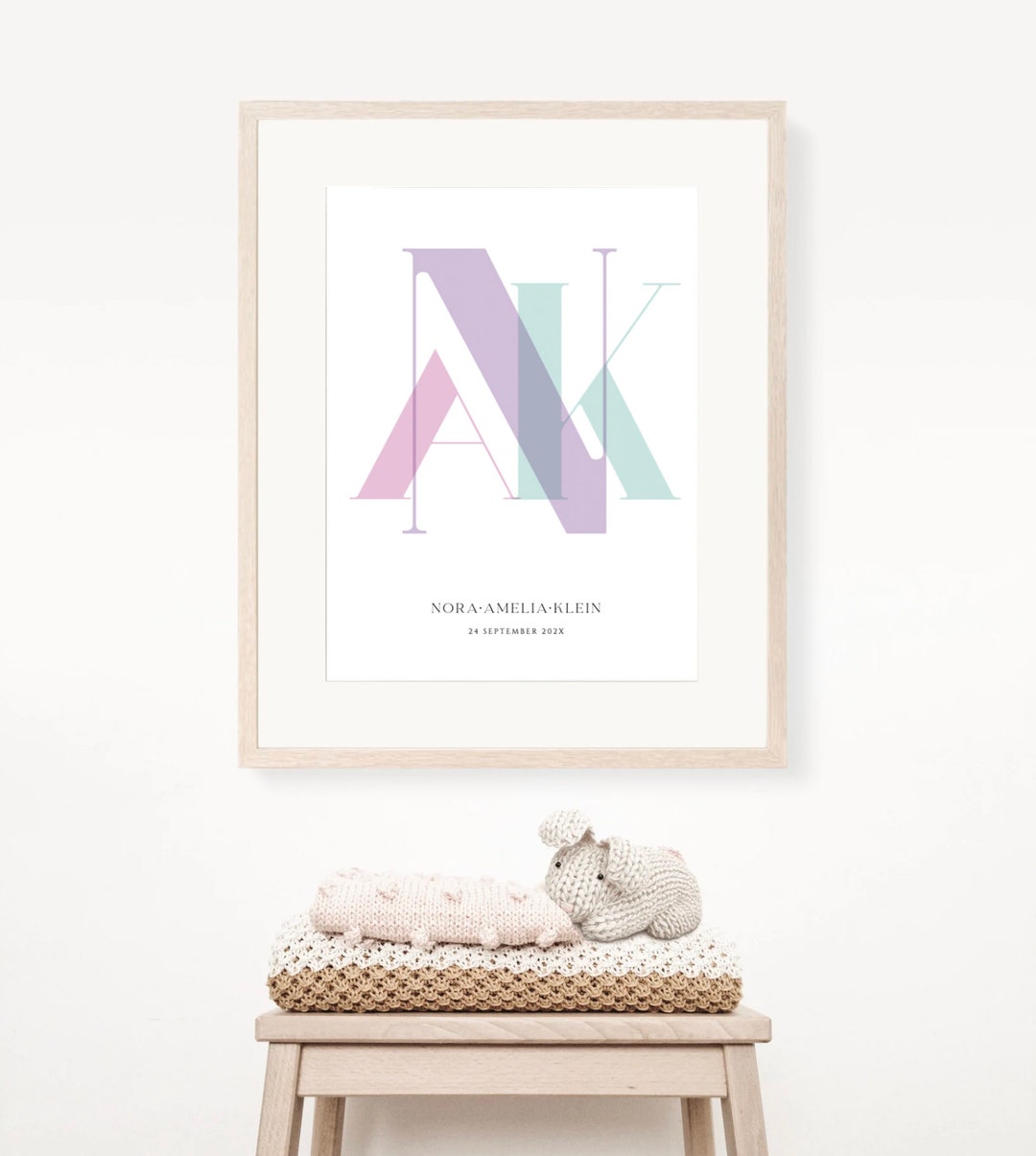 Custom Monogram Print, Printable Name, Nursery Print, Personalised ...