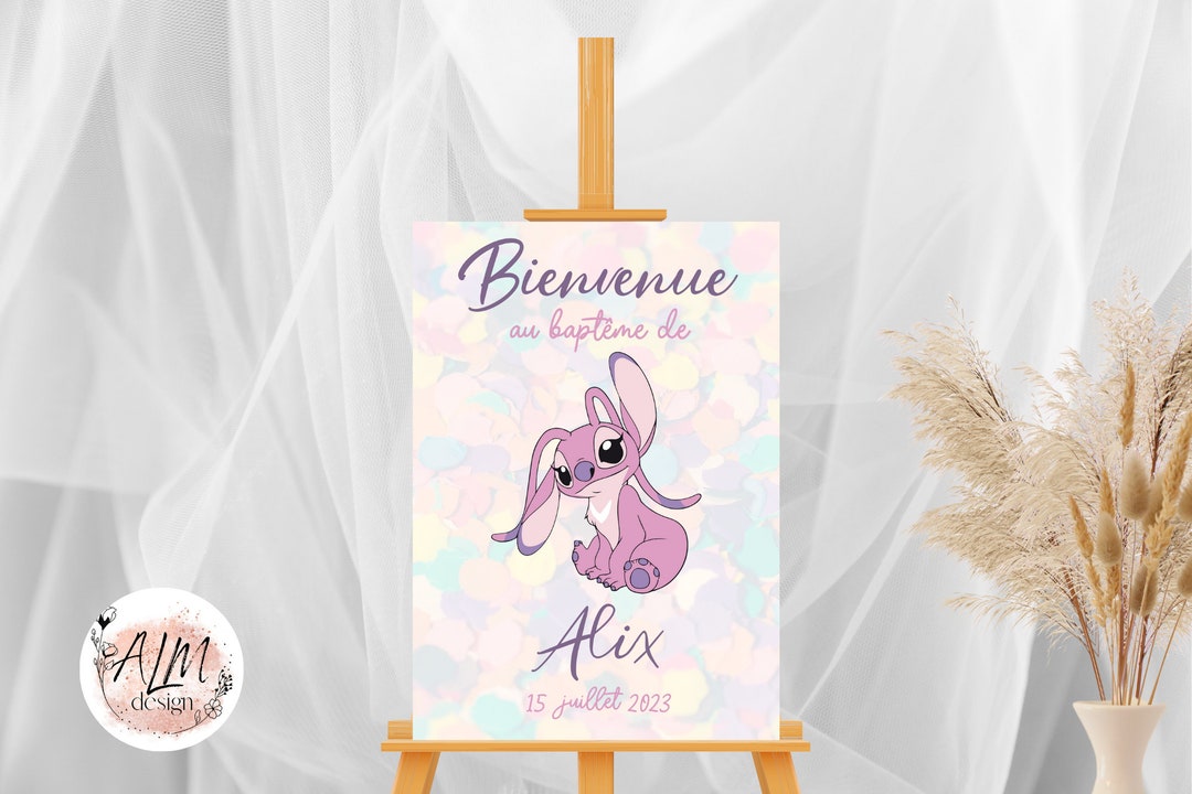 Affiche de baptême bienvenue personnalisée Angel Stitch dessin animé ...