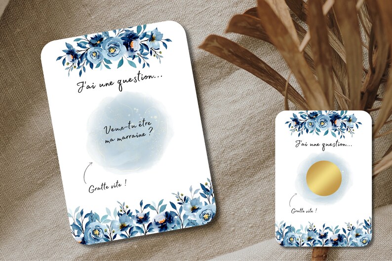 Scratch Card Request Godmother Blue Flowers Red Roses - Etsy