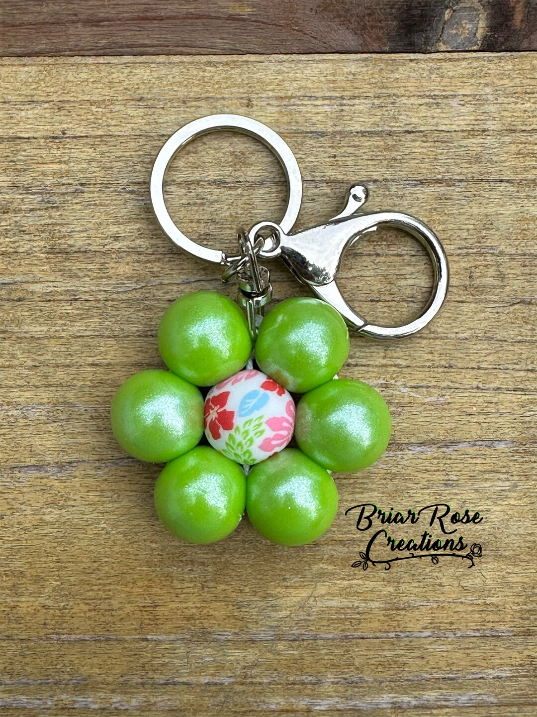 Lime Green Flower Keychain - Etsy