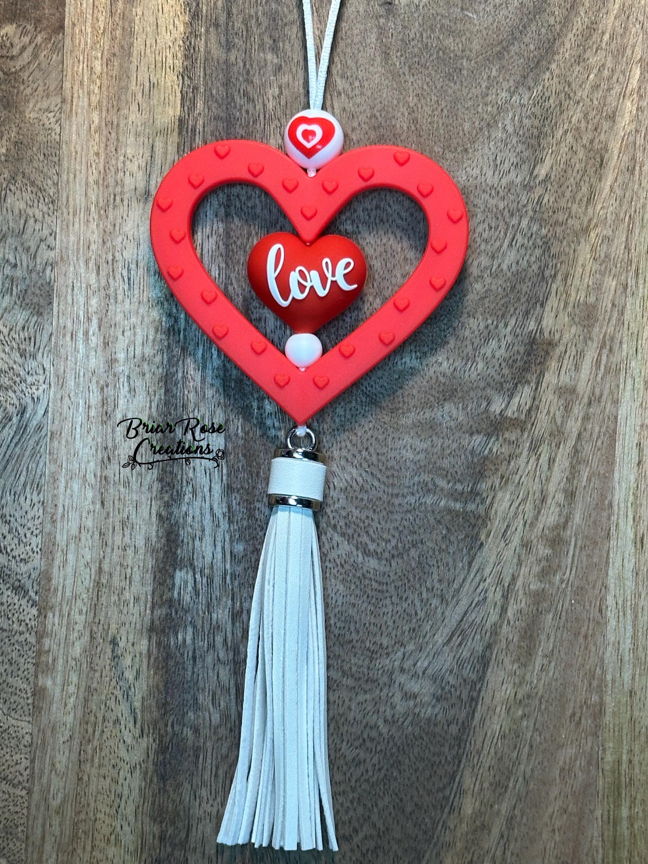 Love Heart Car Charm (longer Tassel) - Etsy