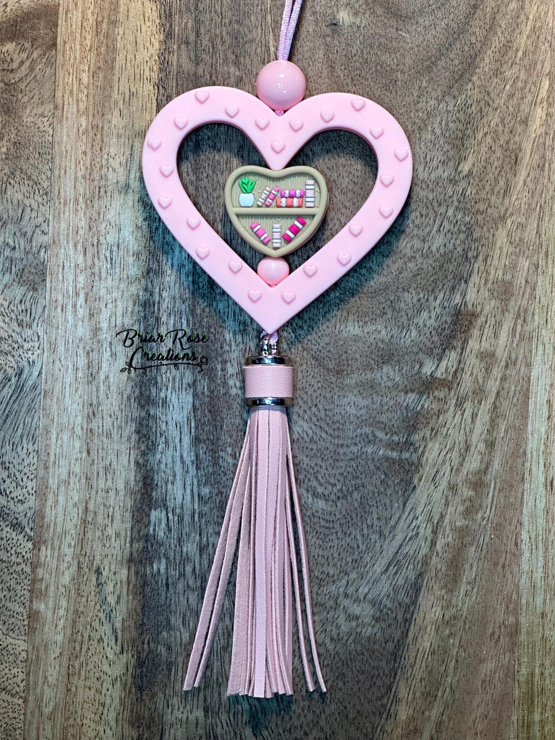 Bookshelf Heart Car Charm (longer Tassel) - Etsy