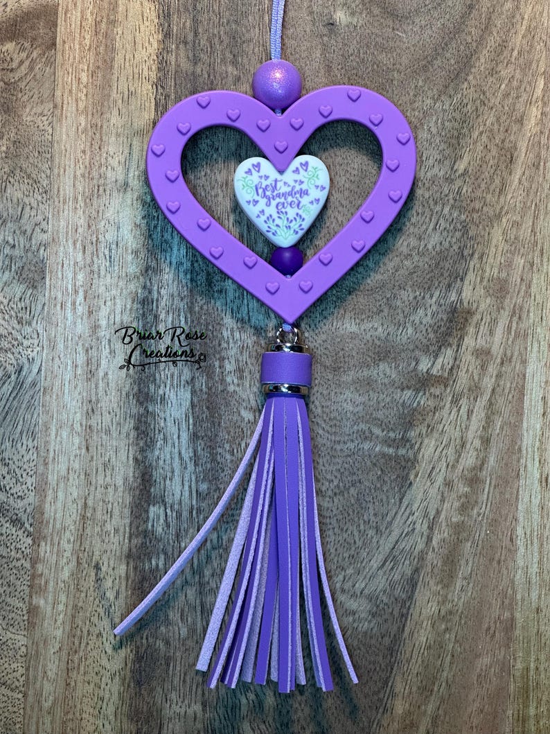 Best Grandma Ever Heart Car Charm (longer Tassel) - Etsy