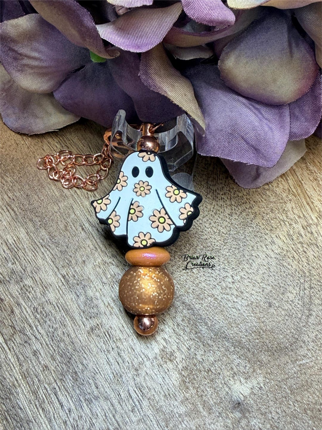 Floral Ghost {small} Charm | Cup | E-reader | Bag | Zipper Pull ...