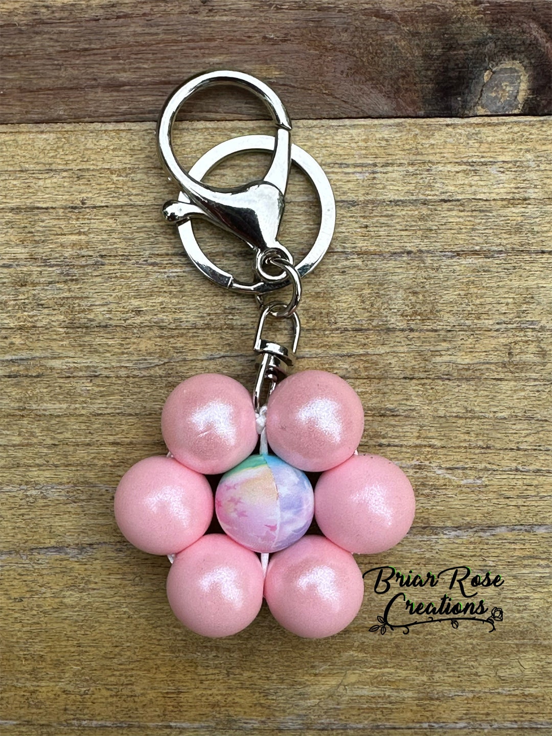 Pink Flower Keychain - Etsy