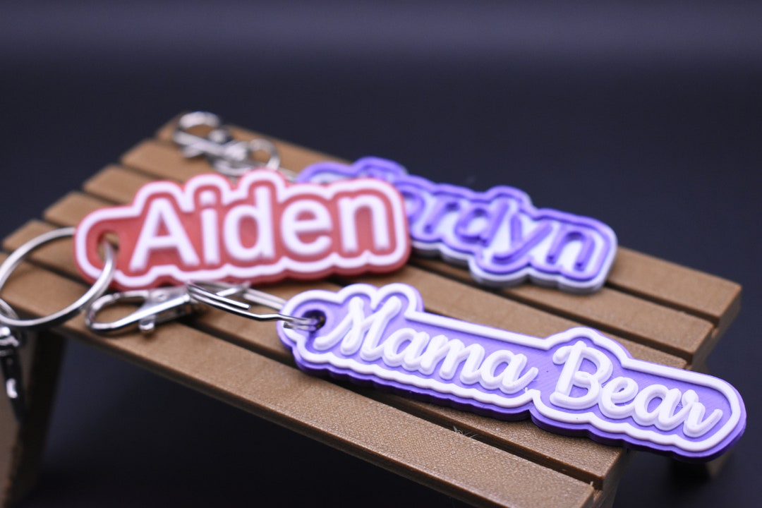 Custom Slim Name Keychain, Simple Personalized Lightweight Bag Tag ...
