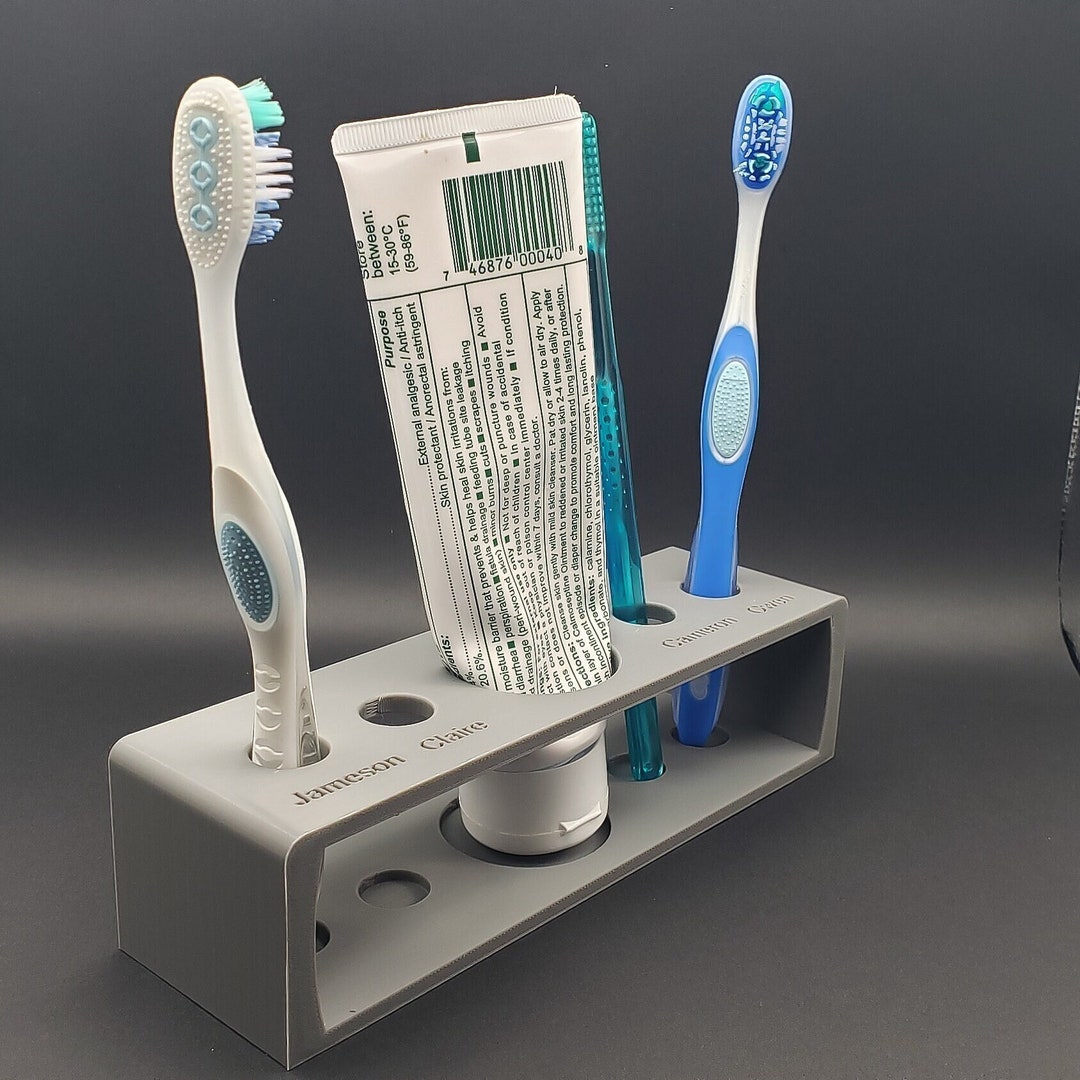 Personalized 3D Printed Toothbrush and Toothpaste Holder - Customizable ...