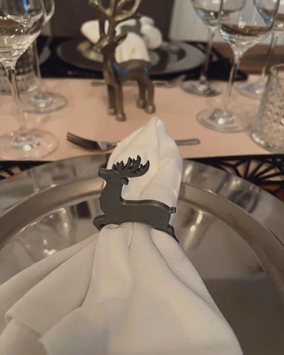 Christmas Reindeer Napkin Ring Set Festive Holiday Dining Decor - Etsy