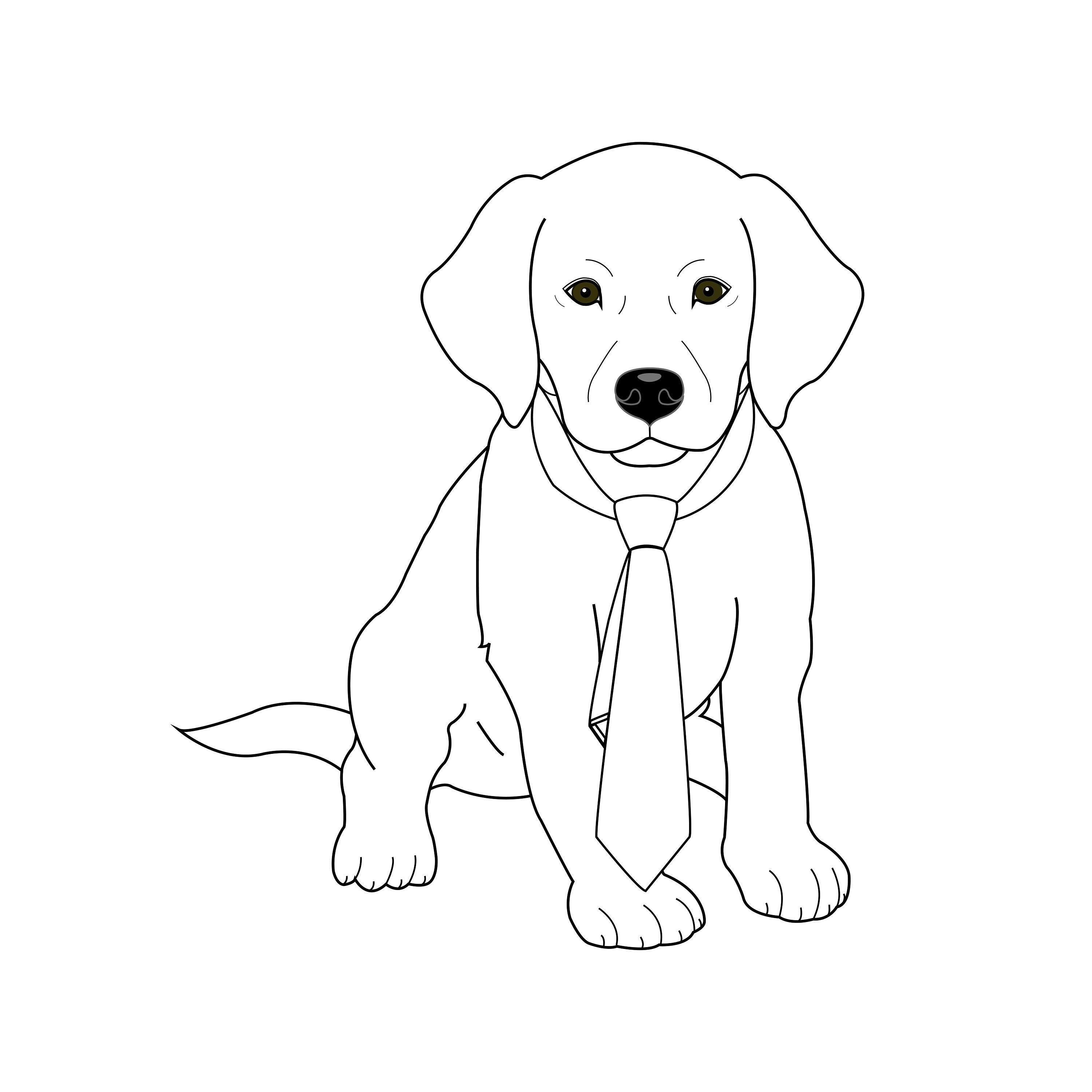 Dog (lab) W/tie Line Art - SVG, PNG File - Etsy