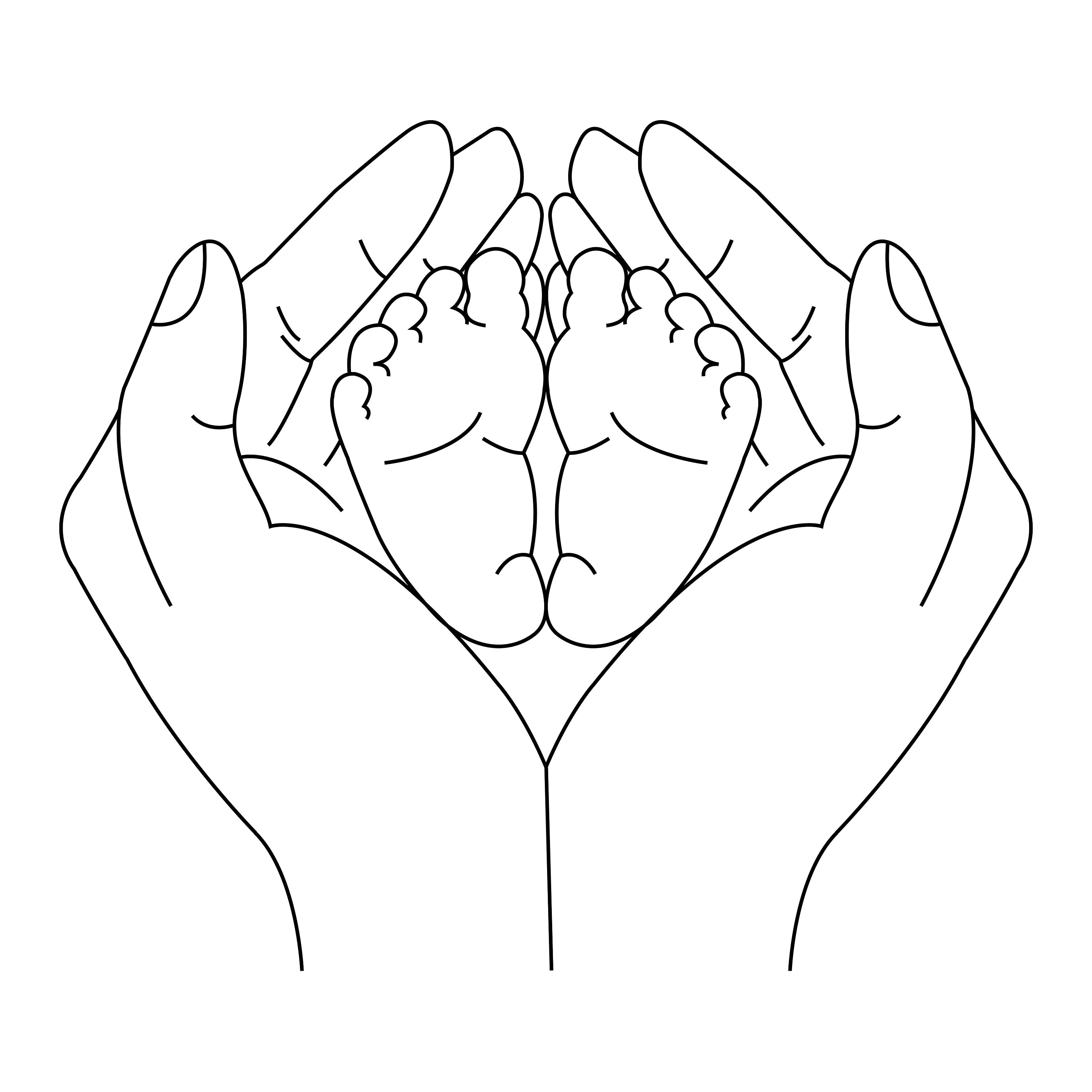Simple Cupped Hands Drawing