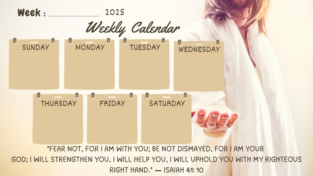 Digital Download Printable Weekly Calendar Featuring 12 Christ-centered ...