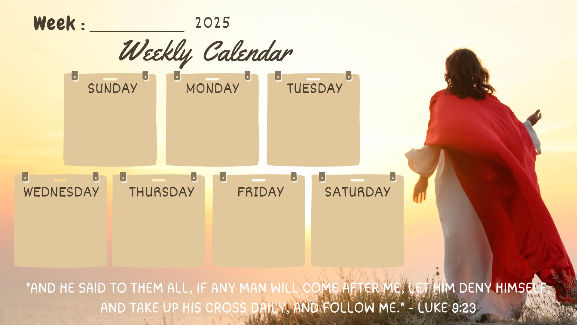 Digital Download Printable Weekly Calendar Featuring 12 Christ-centered ...