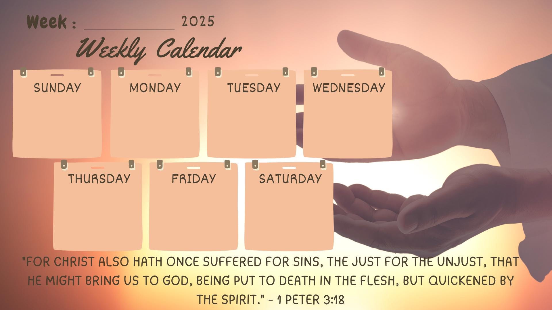 Digital Download Printable Weekly Calendar Featuring 12 Christ-centered ...