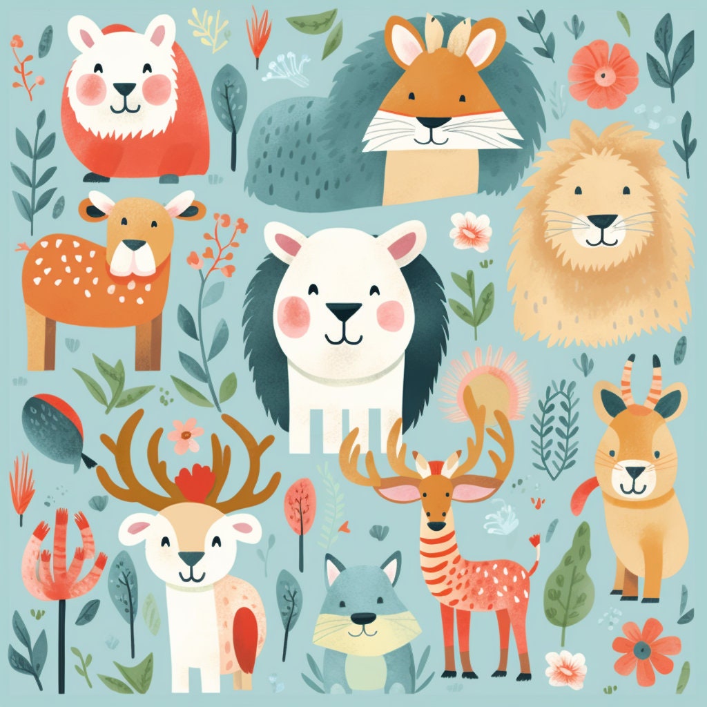Animal Kingdom: 8 Adorable Animal-themed Patterns for Nursery Décor or ...