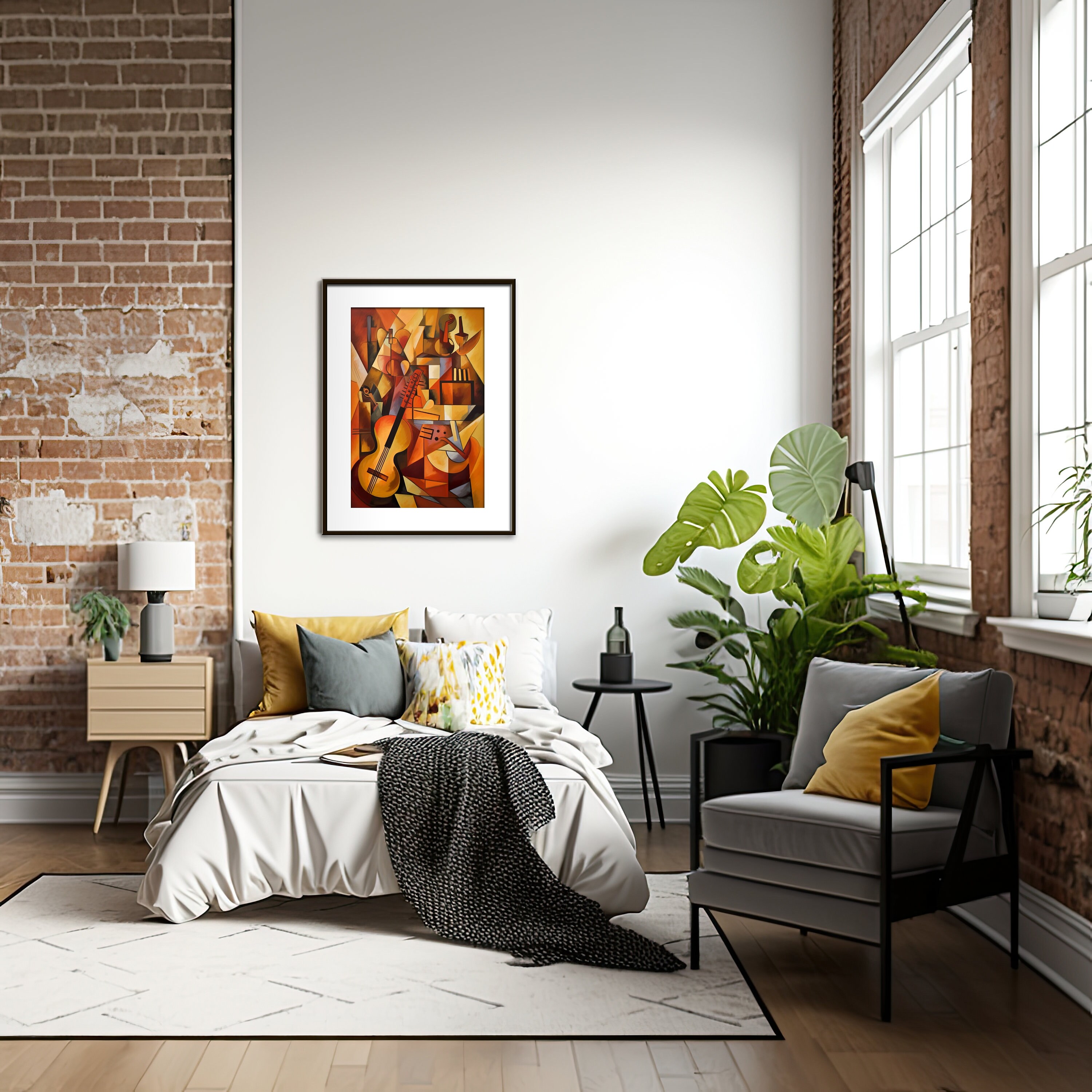 Ai-created Oil Painting, Cubist Interpretation, Musical Scene, Various ...