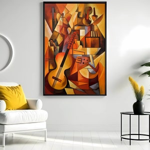 Ai-created Oil Painting, Cubist Interpretation, Musical Scene, Various ...