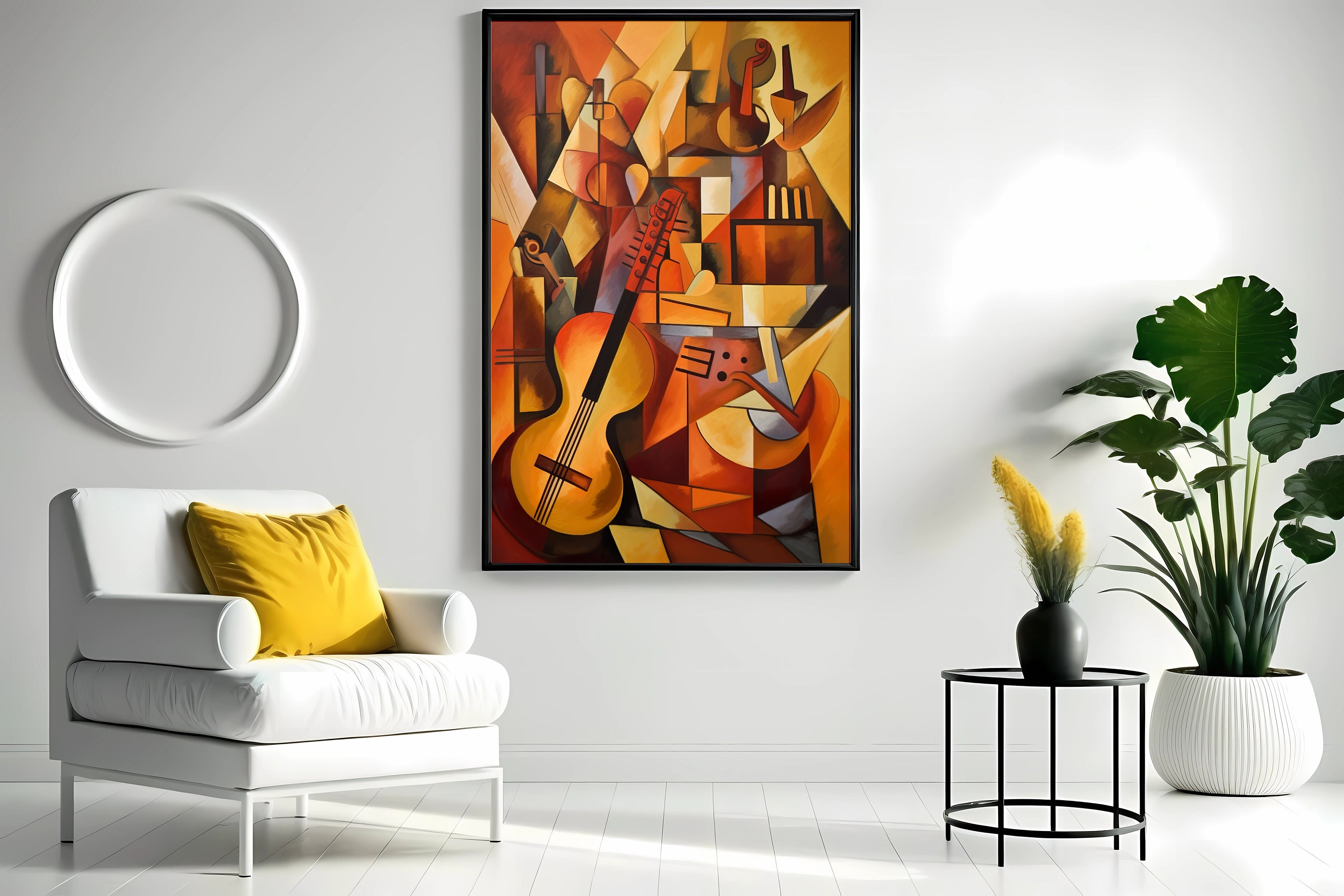 Ai-created Oil Painting, Cubist Interpretation, Musical Scene, Various ...