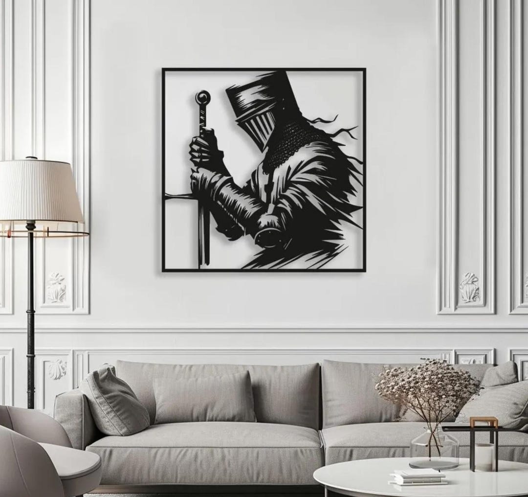 Vigilant Knight Stand Wooden Wall Art 44x44 Cm (17.3x17.3 In) - Etsy