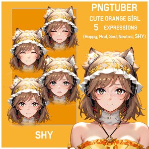 PNGTUBER - Cute Orange Girl - Vtuber - 5 Expressions - Premade - Female ...