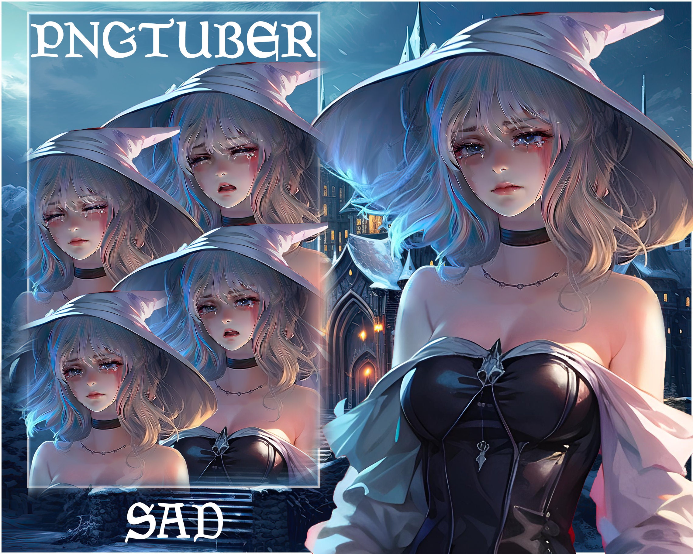 PNGTUBER - Witch Girl - Vtuber - 5 Expressions - Witch Premade Female Streamer Png Tuber 2D ...